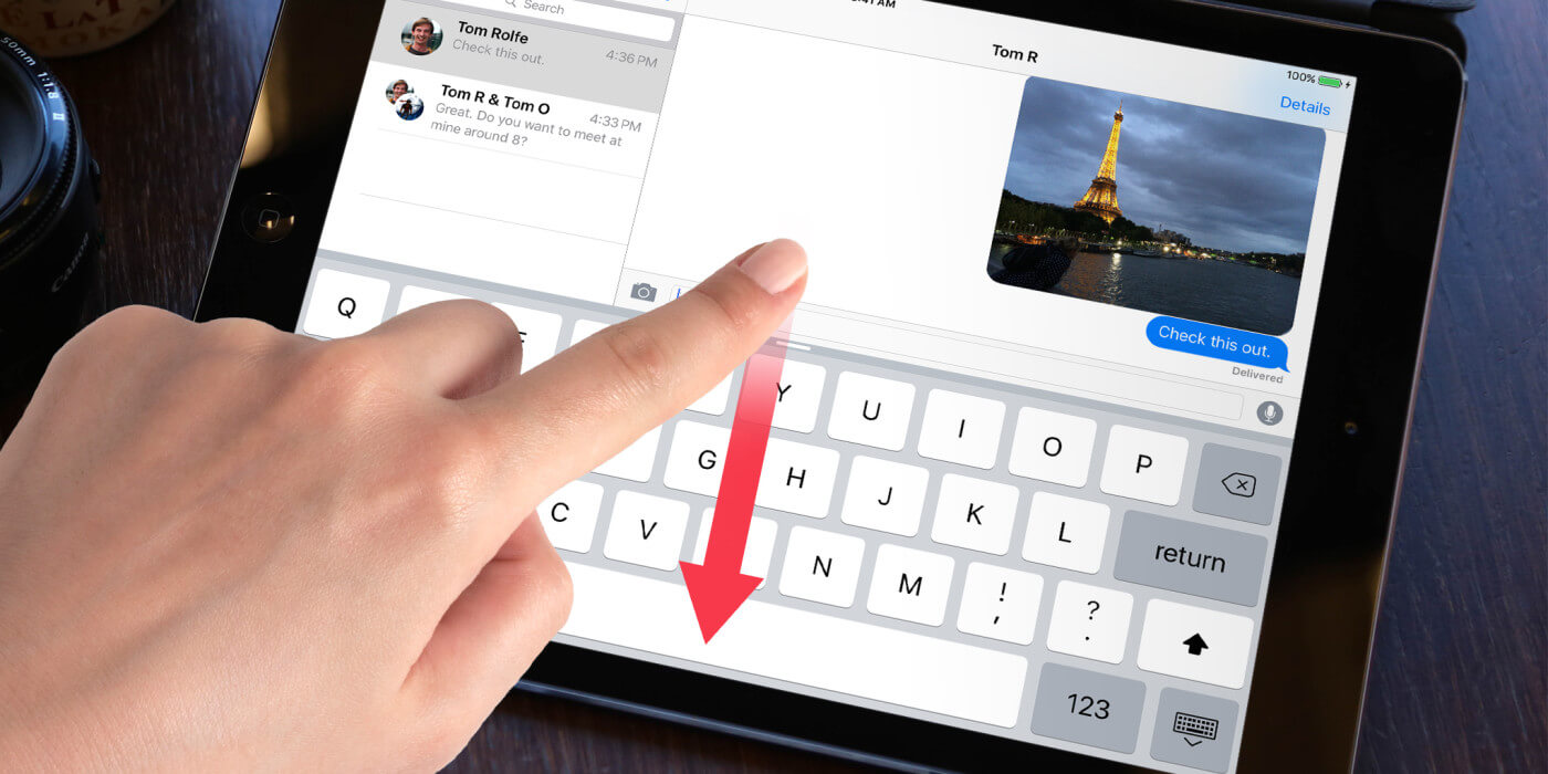 iOS 9: Hide the iPad keyboard to save space in Messages - TapSmart