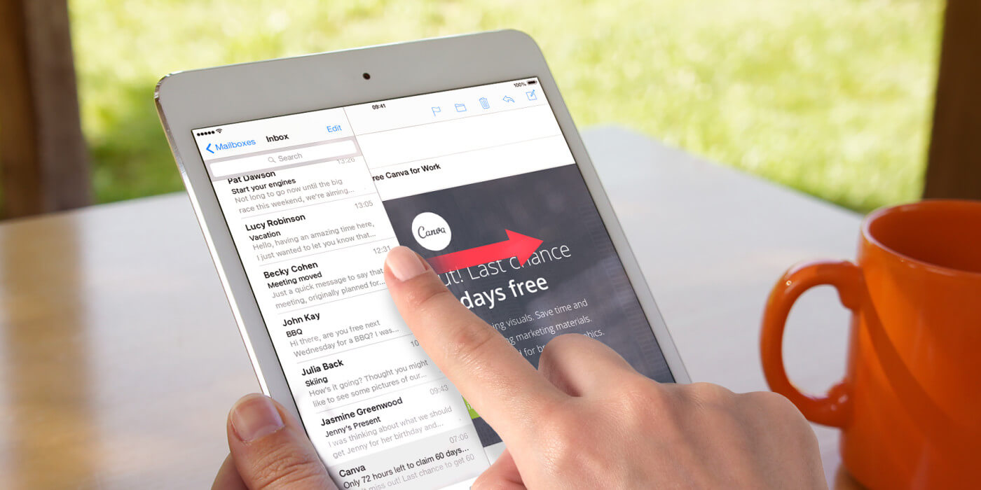 iOS 9: Slide to view the Mail inbox in portrait mode on iPad - TapSmart