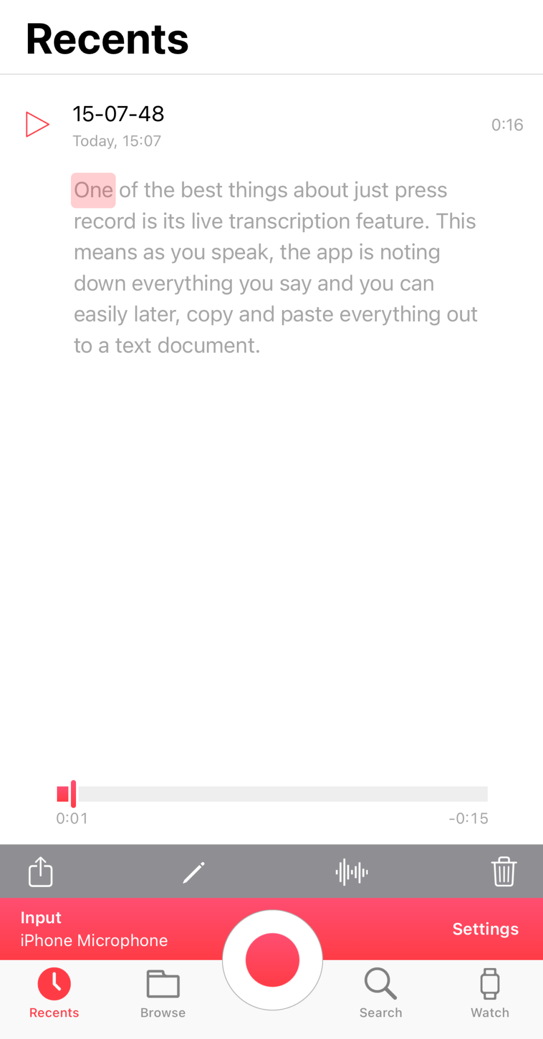 The classic app: Just Press Record - TapSmart