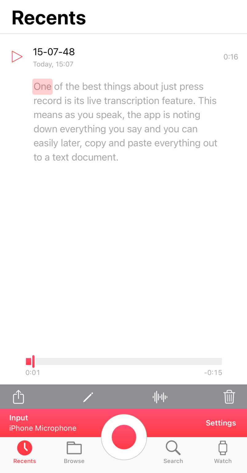 The classic app: Just Press Record - TapSmart