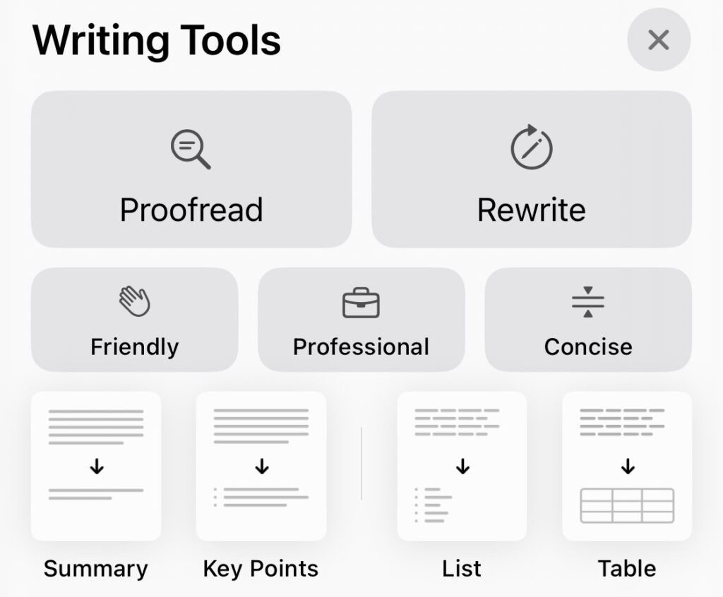 Writing Tools can proofread, rewrite, and summarize any block of text ...